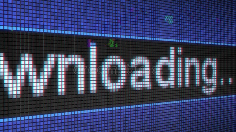 Glitch Noise Animation of DOWNLOADING Text on the Screen. Upload Problems Related Loopable ...
