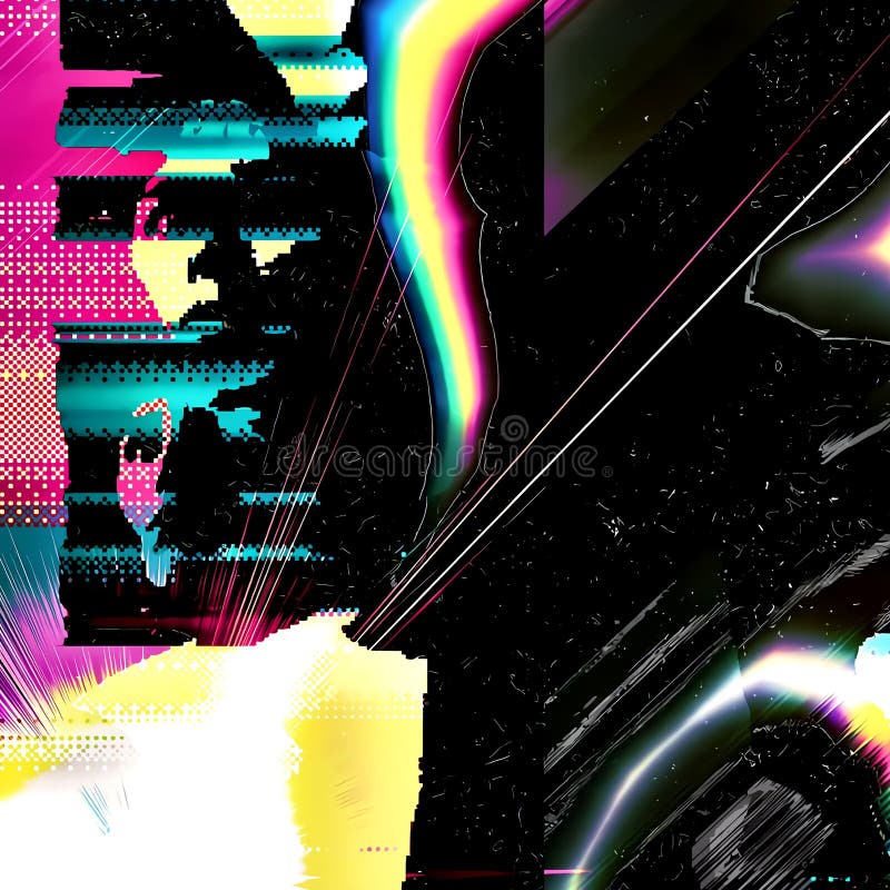 Glitch Psychedelic. Digital Paper. AI Generated Stock Illustration ...