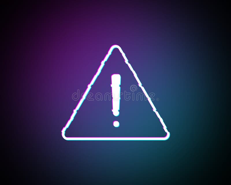 Glitch Screen with Caution Warning Sign with Exclamation Mark. Alert ...