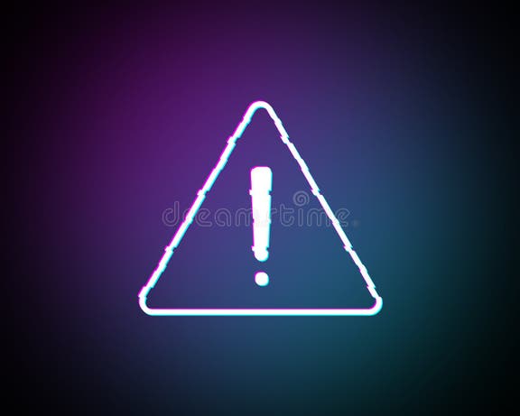 Glitch Screen with Caution Warning Sign with Exclamation Mark. Alert ...
