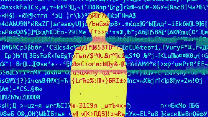 Glitch Silhouette Hacking Attack Encryption Man Stock Video - Video of ...