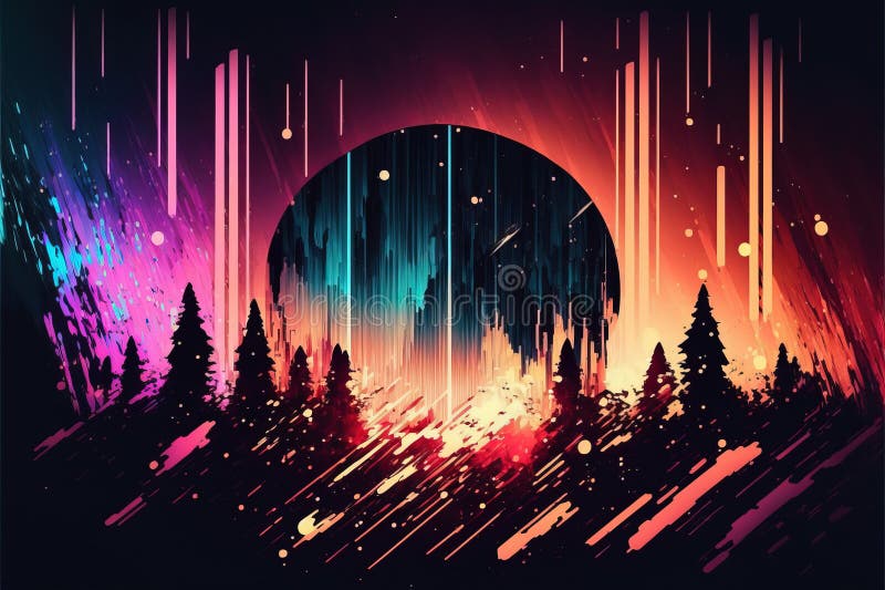 Glitch Space Scene. Digital Pixel Noise Abstract Generative AI ...