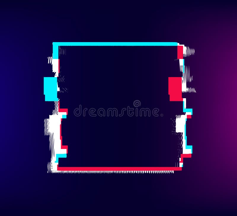Glitch Square Frame. Trendy Glitched Squares Shapes, Abstract Dynamic Geometry Frames with Noise ...