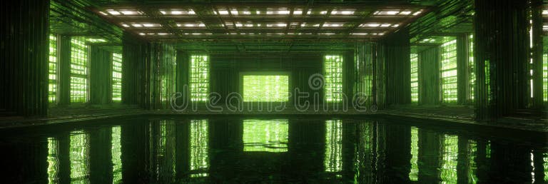 Glitch-style 3D Panel in a Matrix Environment with an Ad Area on the ...