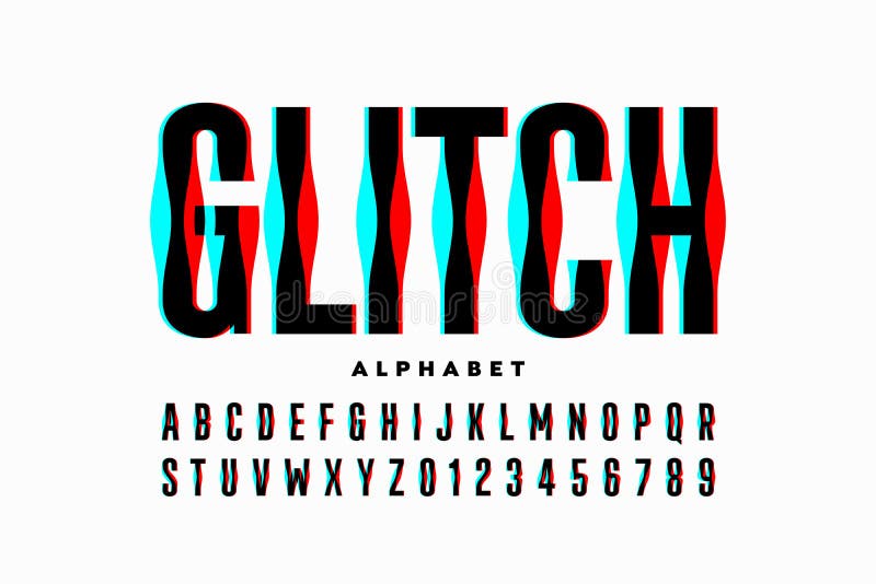 Glitch Style Font Design, Distorted Alphabet Stock Vector ...