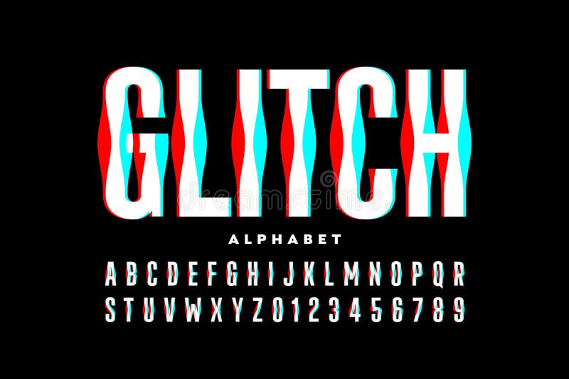 Glitch Style Font Design, Distorted Alphabet Stock Vector ...