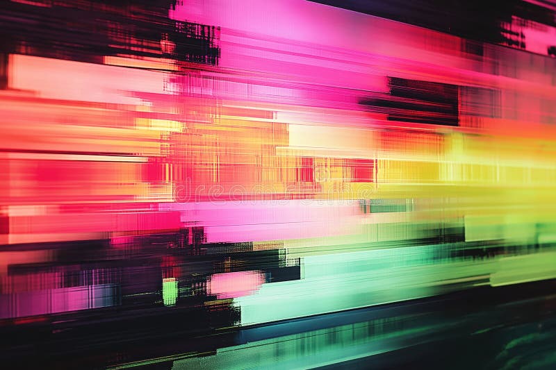 Glitch-style Horizontal Stripes in Bold Neon Colors with Pixel ...