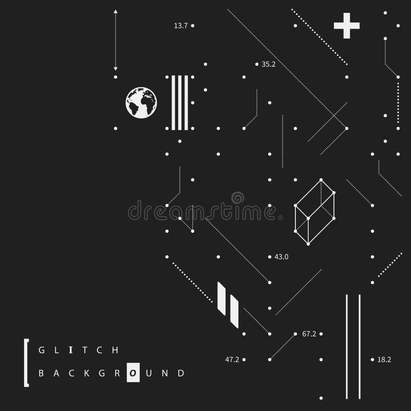 Glitch Text Background with Simple Design Elements Stock Vector ...