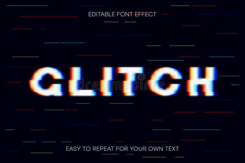 Editable Glitch Text Effect. Stock Vector - Illustration of symbol ...