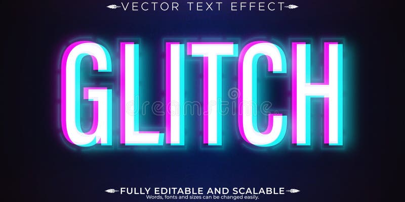 Glitch Text Effect, Editable Signal and Error Text Style Stock Vector ...