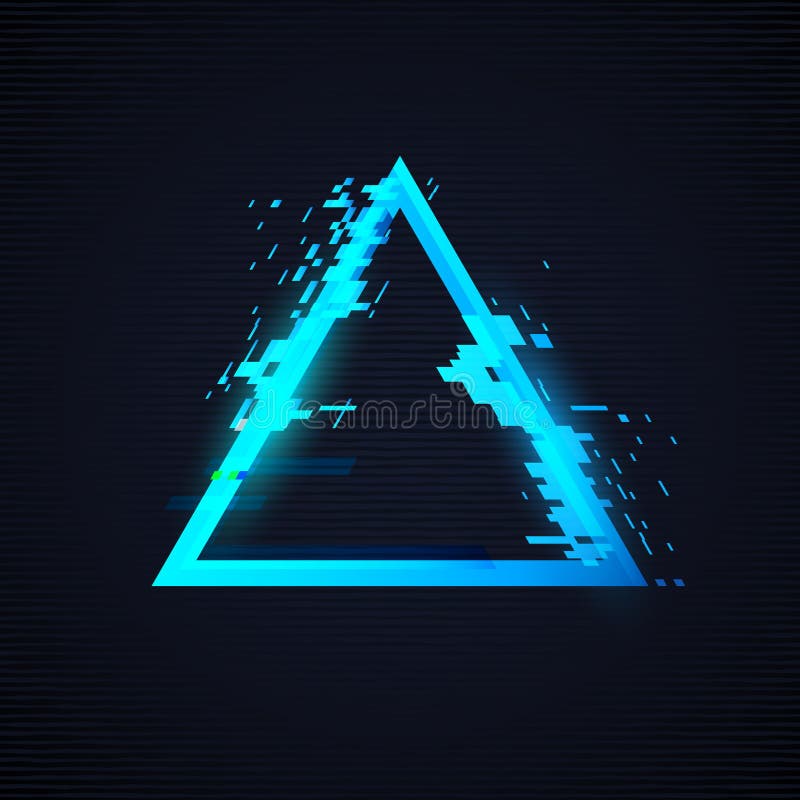Glitch Triangle. Distorted Glowing Triangle Cyberpunk Style. Futuristic ...