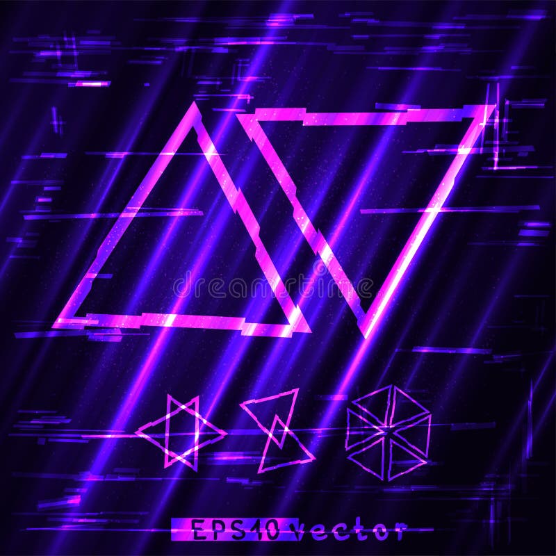 Glitch Triangle Shape Design Set Stock Vector - Illustration of ...