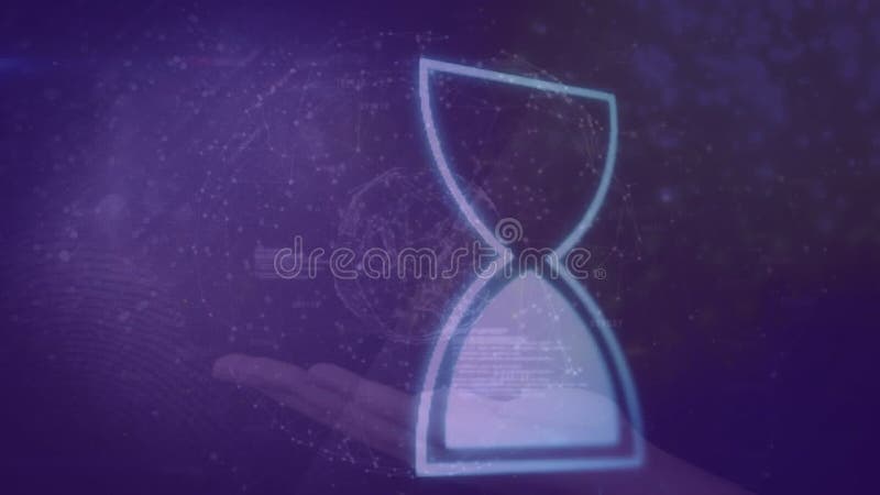 Glitch-triggered Hourglass Icon Separating and Reassembling Above Hand ...