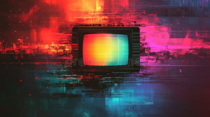 Glitch TV Screen with Pixel Texture Background, VHS Digital Pattern ...