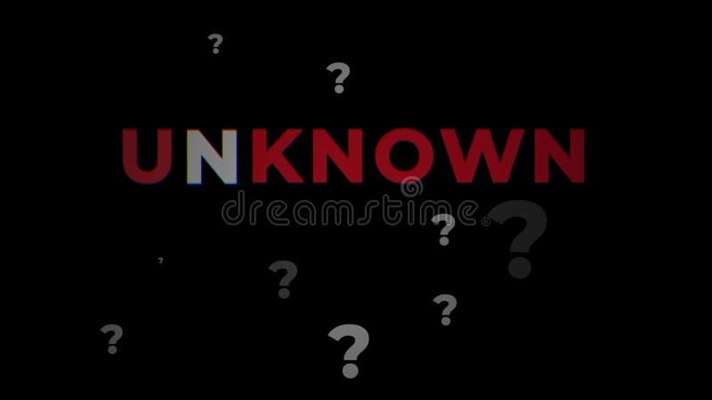 Glitch Unknown Sign Typography with Question Marks on Black Background ...