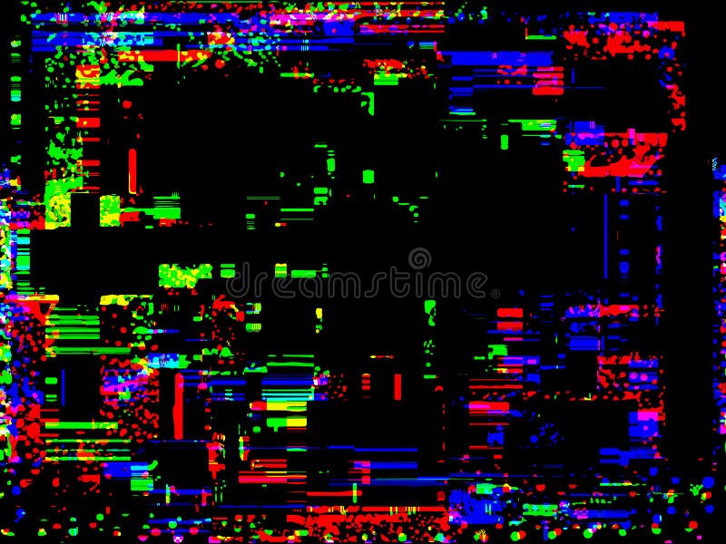 Glitched Background. Random Signal Error On Black. Abstract Back Stock ...