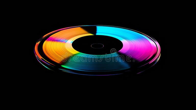 A Glitched CD Reflecting a Spectrum of Colors on a Black Surface Stock ...