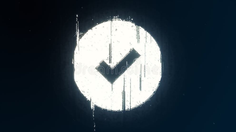 Glitched Check Icon. Distorted Checkmark Approval Symbol Stock ...