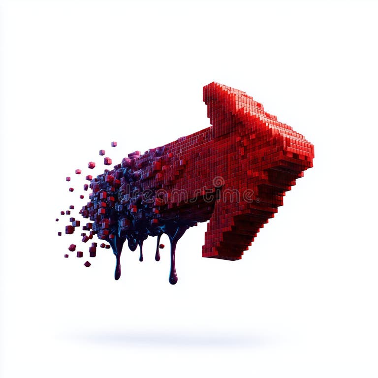 Glitched Clockwise Arrow Emoji with Fragmented Vector Grid on White ...