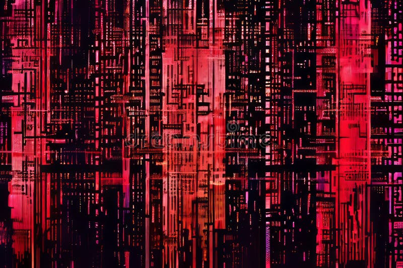 Glitched Code a Glitchy Pixelated Matrix with a Distorted Broken Stock ...