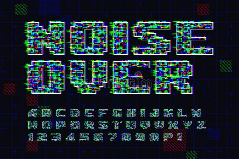 Glitched Colorful RGB Dots Alphabet Design, Noisy Text Effect. Stock ...