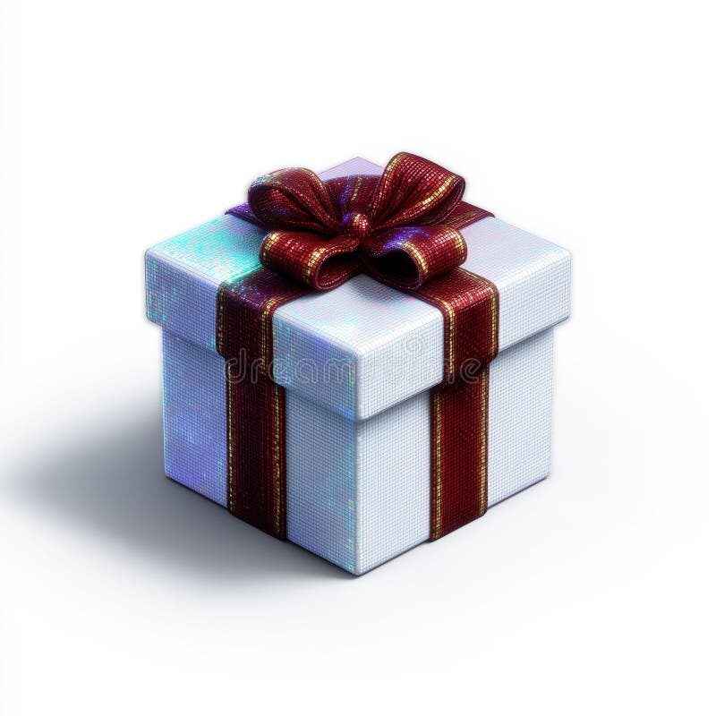 Glitched Gift Box Emoji with Cracked Ribbon on White Background Stock ...