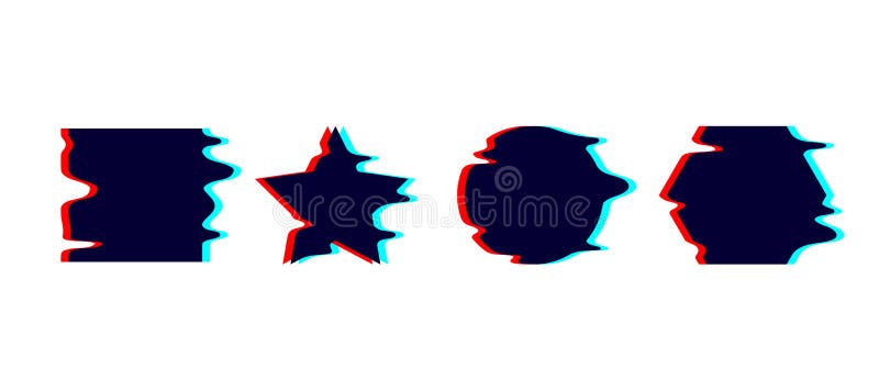 Glitched Melt Geometric Shapes Set. Distorted Circle, Square, Star ...