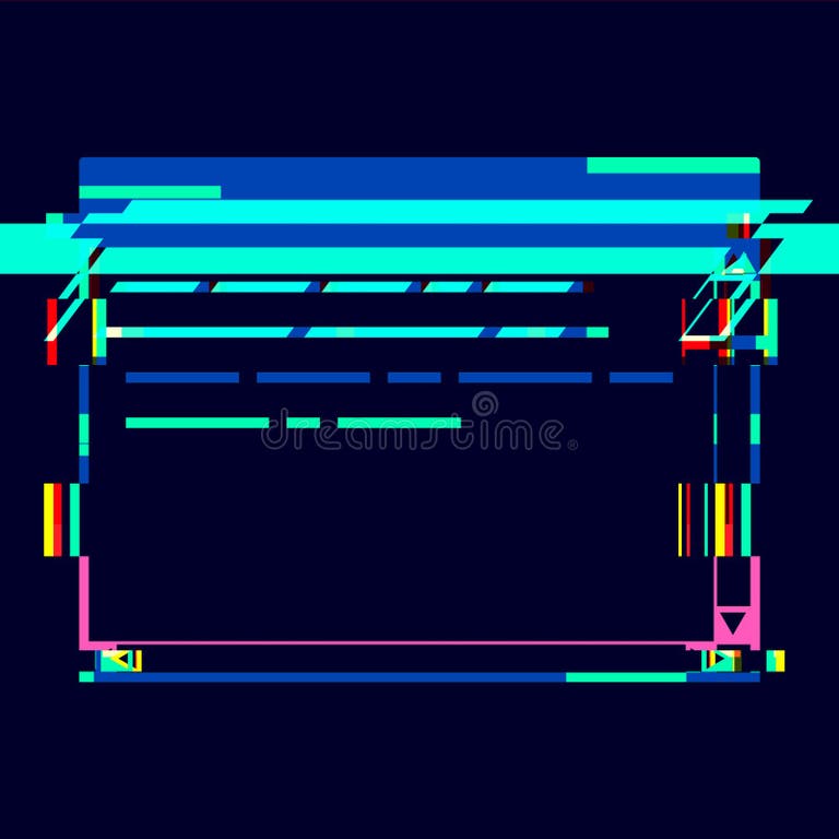 Glitched Neon Notepad Interface Screen, Illustration Concept Stock ...