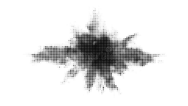 Glitched Vector Halftone Stain. Black Blot Made of Round Particles ...