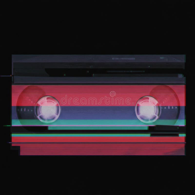 Glitched VHS Cassette Tape with Red and Green Static Stock Illustration ...