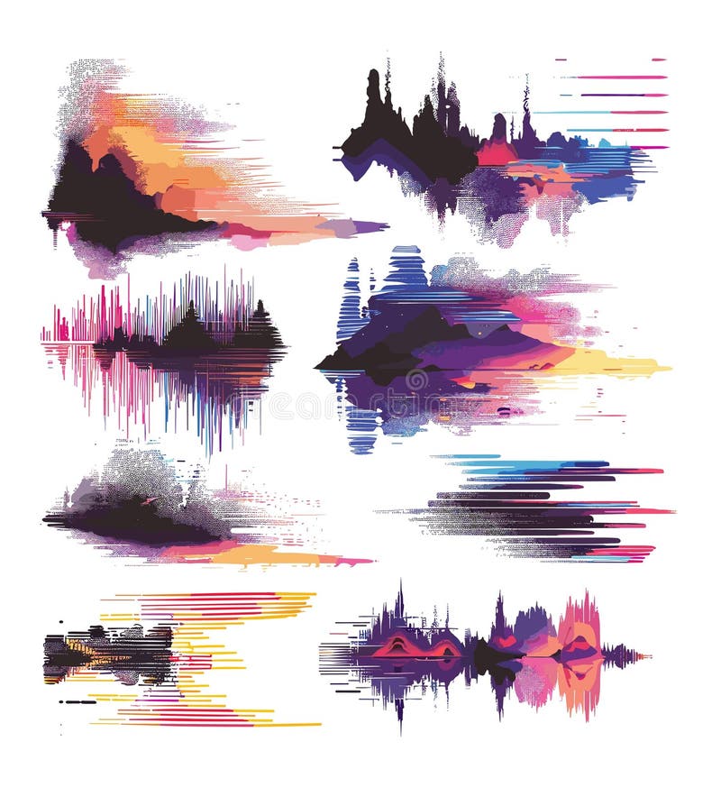 Glitches Digital Pixel Noise Error Colorful Vector Set. Signal Failure ...
