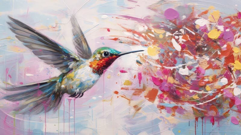 Glitching Acryl Hummingbird Artwork Stock Illustration - Illustration ...