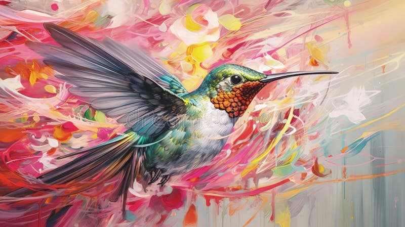 Glitching Acryl Hummingbird Artwork Stock Illustration - Illustration ...
