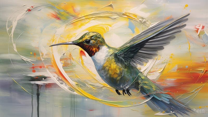 Glitching Acryl Hummingbird Artwork Stock Illustration - Illustration ...