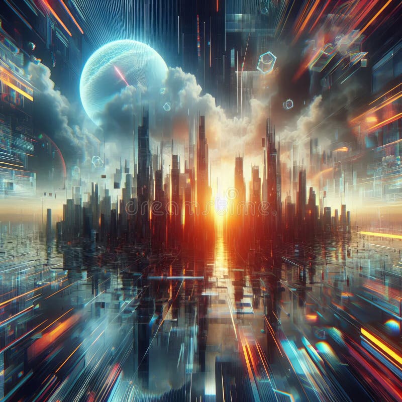 Glitching Effect Distorted Visuals Suggest a Malfunction or a Br Stock ...