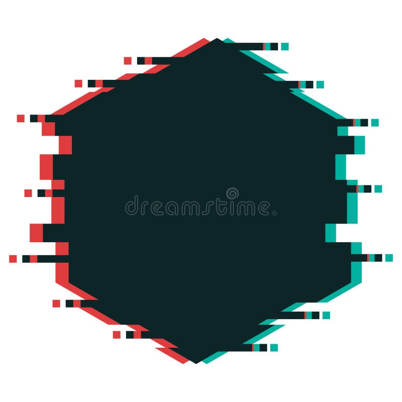 Abstract Glitching Hexagon Frame Decoration Stock Illustration ...