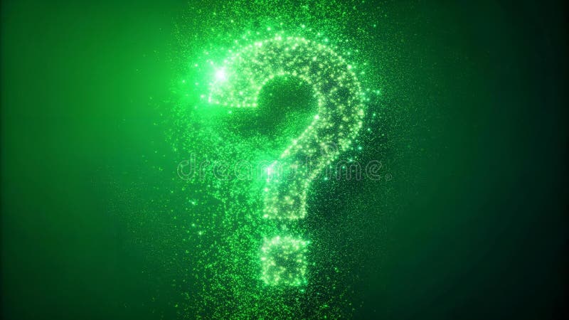 Glitching Question Mark Particle Bounce: Distorted Green Screen Effect ...