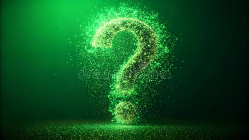 Glitching Question Mark Particle Bounce: Distorted Green Screen Effect ...