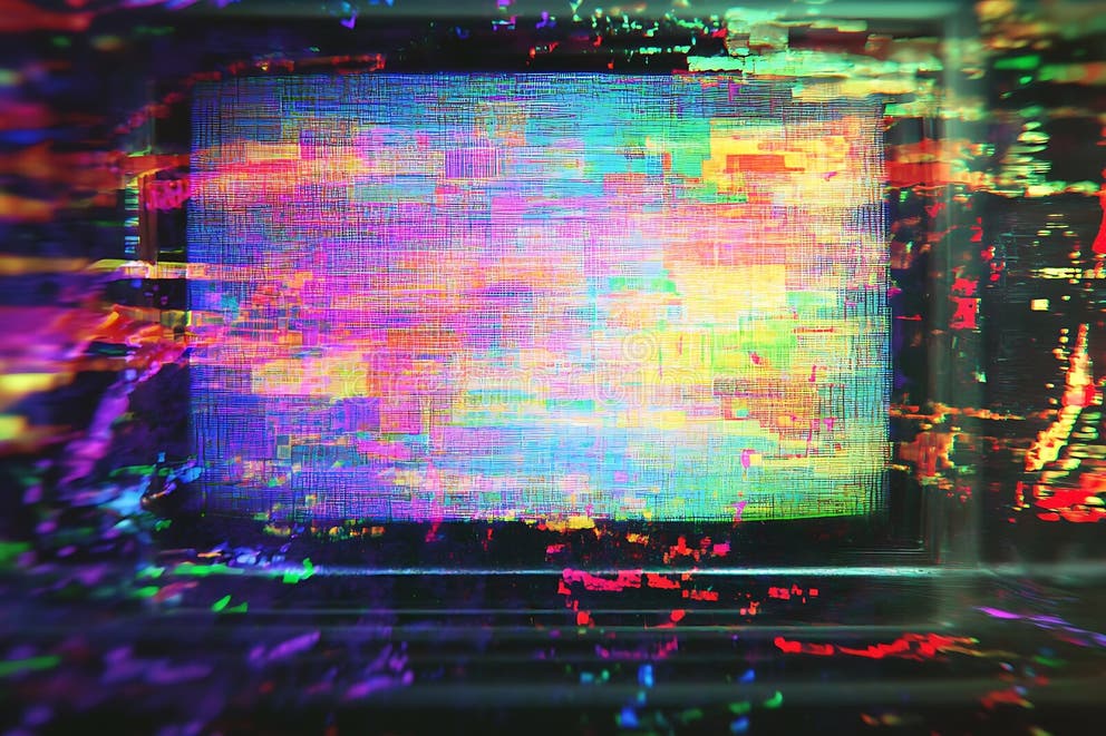 Glitching Retro TV Screen with Colorful Static Stock Illustration ...