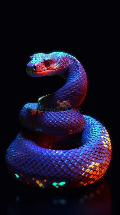 Glitching Snake on Dark Background. Generative AI Stock Illustration ...