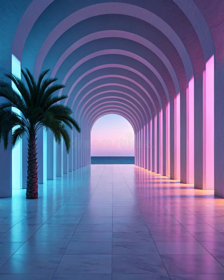 Glitchwave Minimalist Background with Surreal 3D Design Elements Stock ...