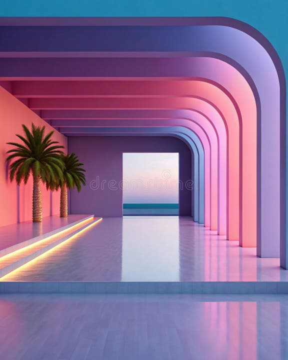 Glitchwave Minimalist Background with Surreal 3D Design Elements Stock ...