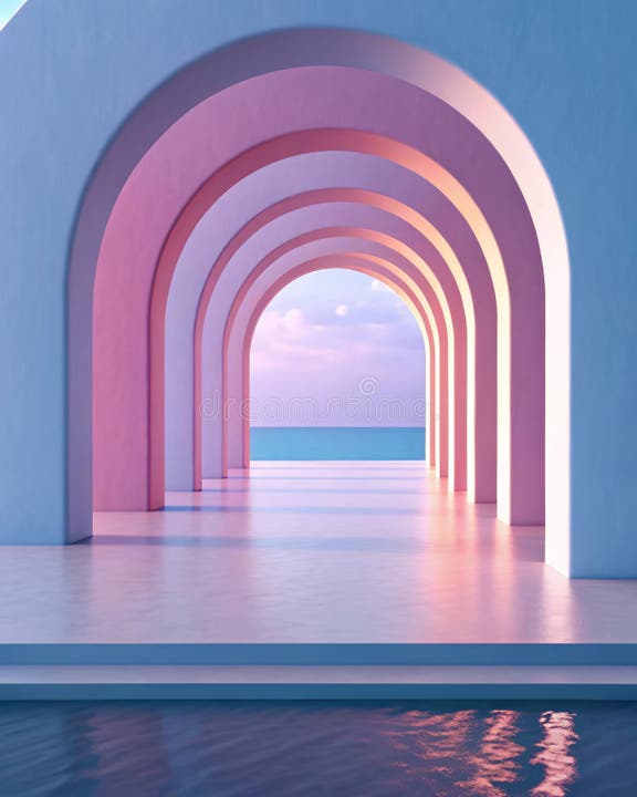 Glitchwave Minimalist Background with Surreal 3D Design Elements Stock ...