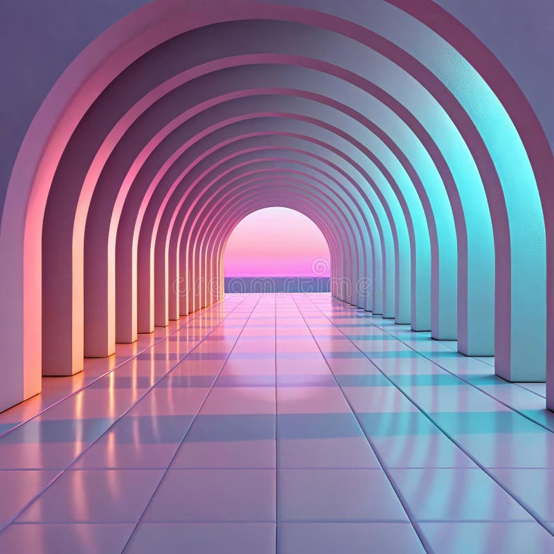 Glitchwave Minimalist Background with Surreal 3D Design Elements Stock ...