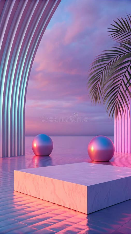 Glitchwave Minimalist Background with Surreal 3D Design Elements Stock ...