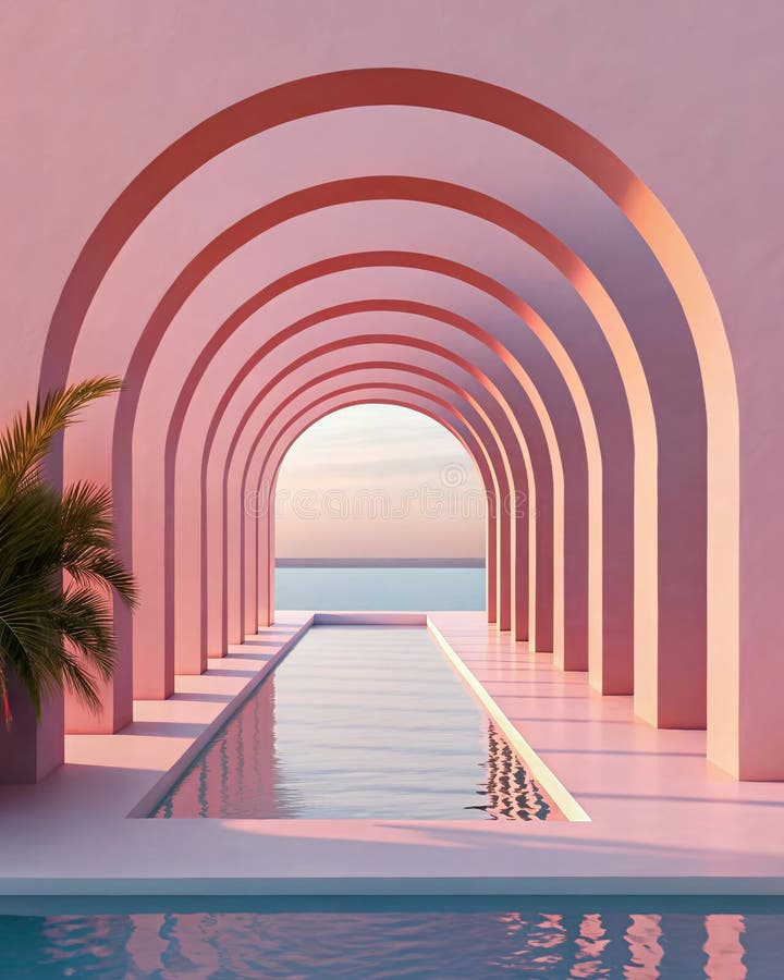 Glitchwave Minimalist Background with Surreal 3D Design Elements Stock ...