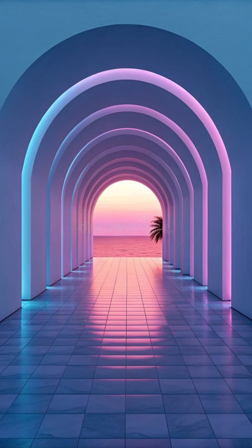 Glitchwave Minimalist Background with Surreal 3D Design Elements Stock ...