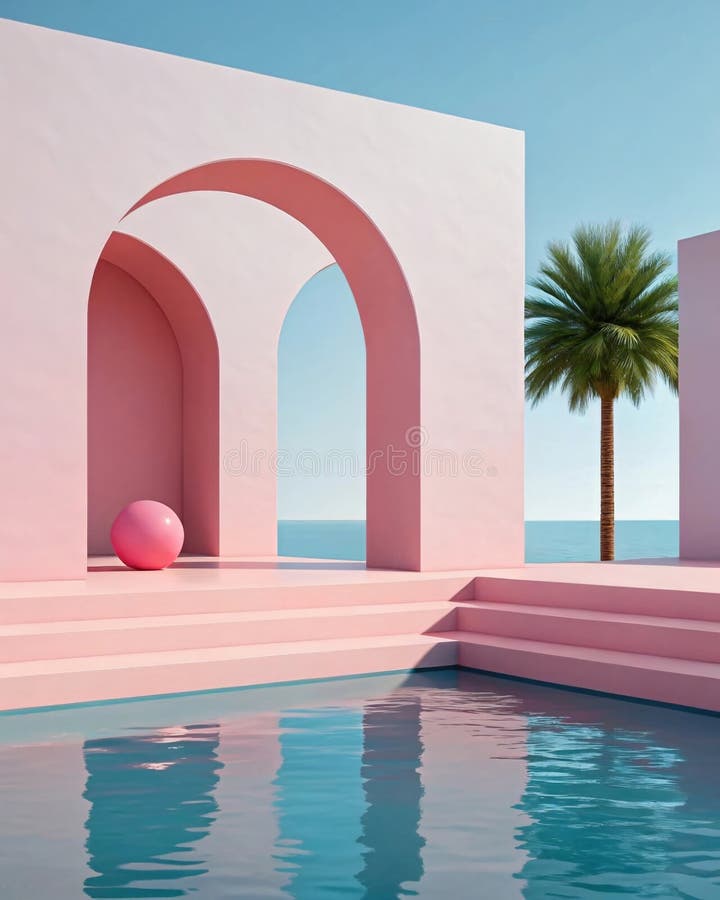 Glitchwave Minimalist Background with Surreal 3D Design Elements Stock ...