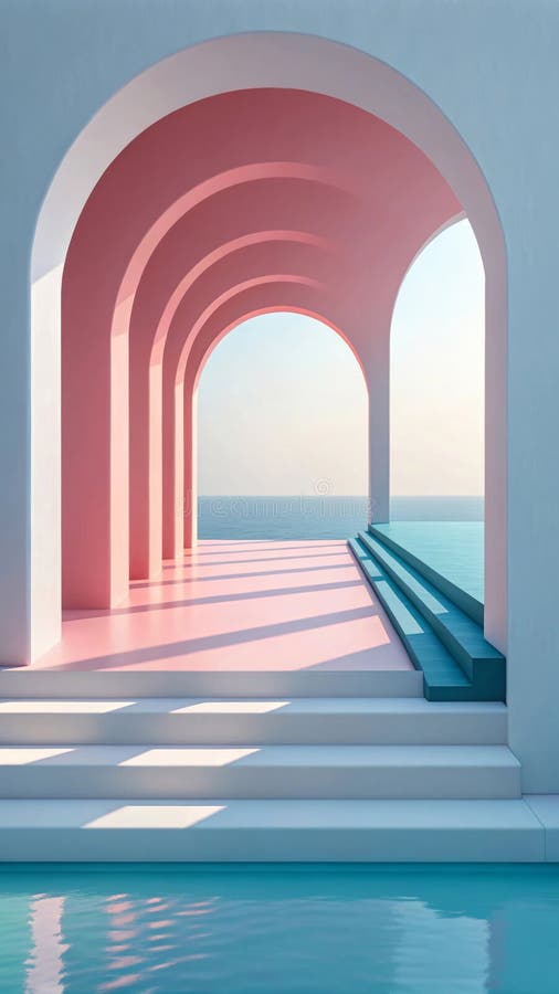 Glitchwave Minimalist Background with Surreal 3D Design Elements Stock ...