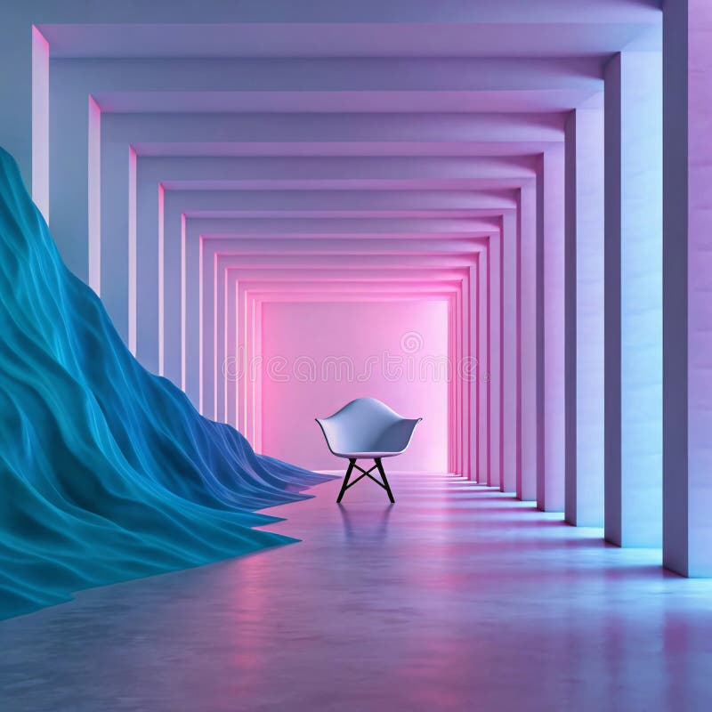 Glitchwave Minimalist Background with Surreal 3D Design Elements Stock ...